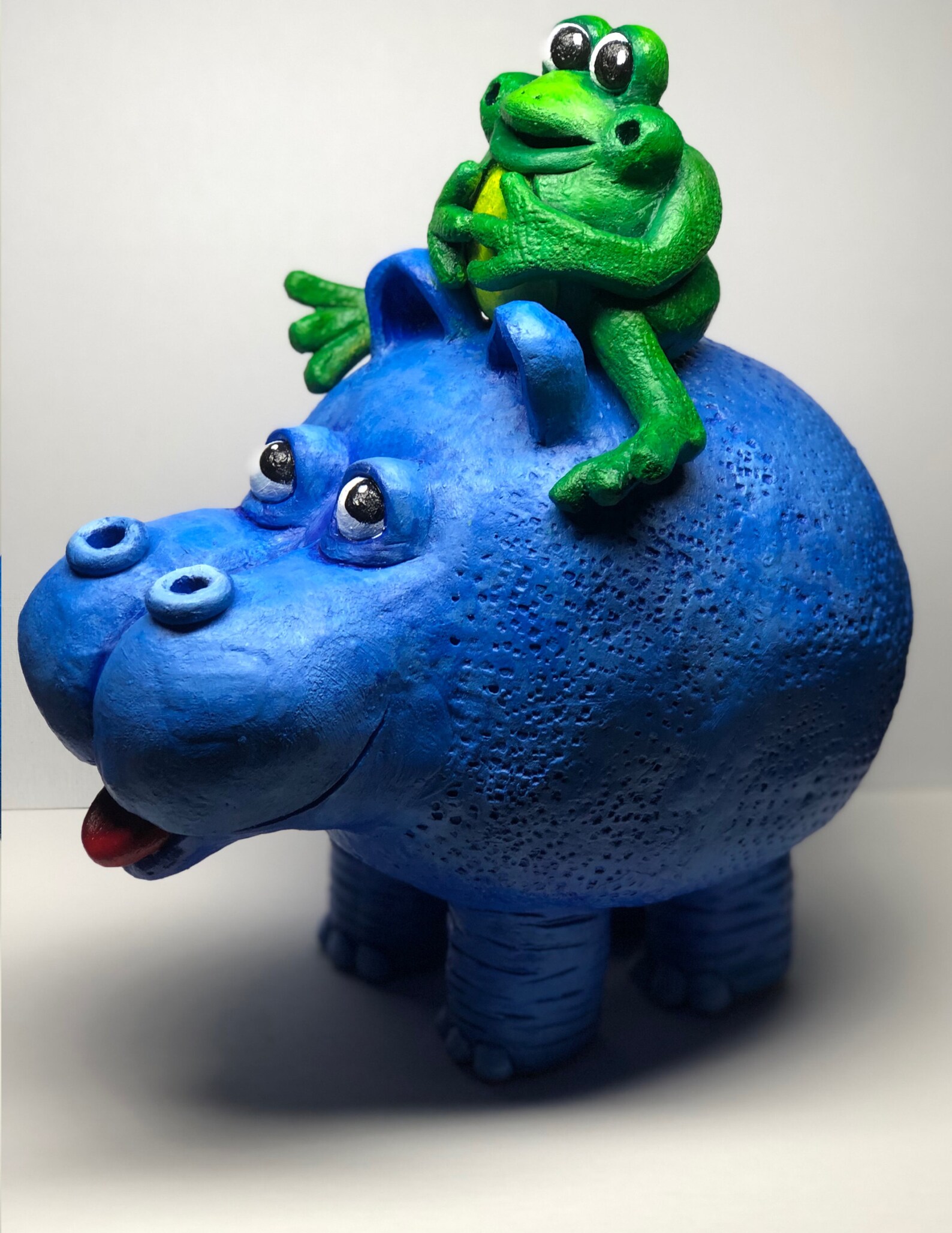 Whimsical Ceramic Sculpture - Figurine - Hippo and Frog - Etsy