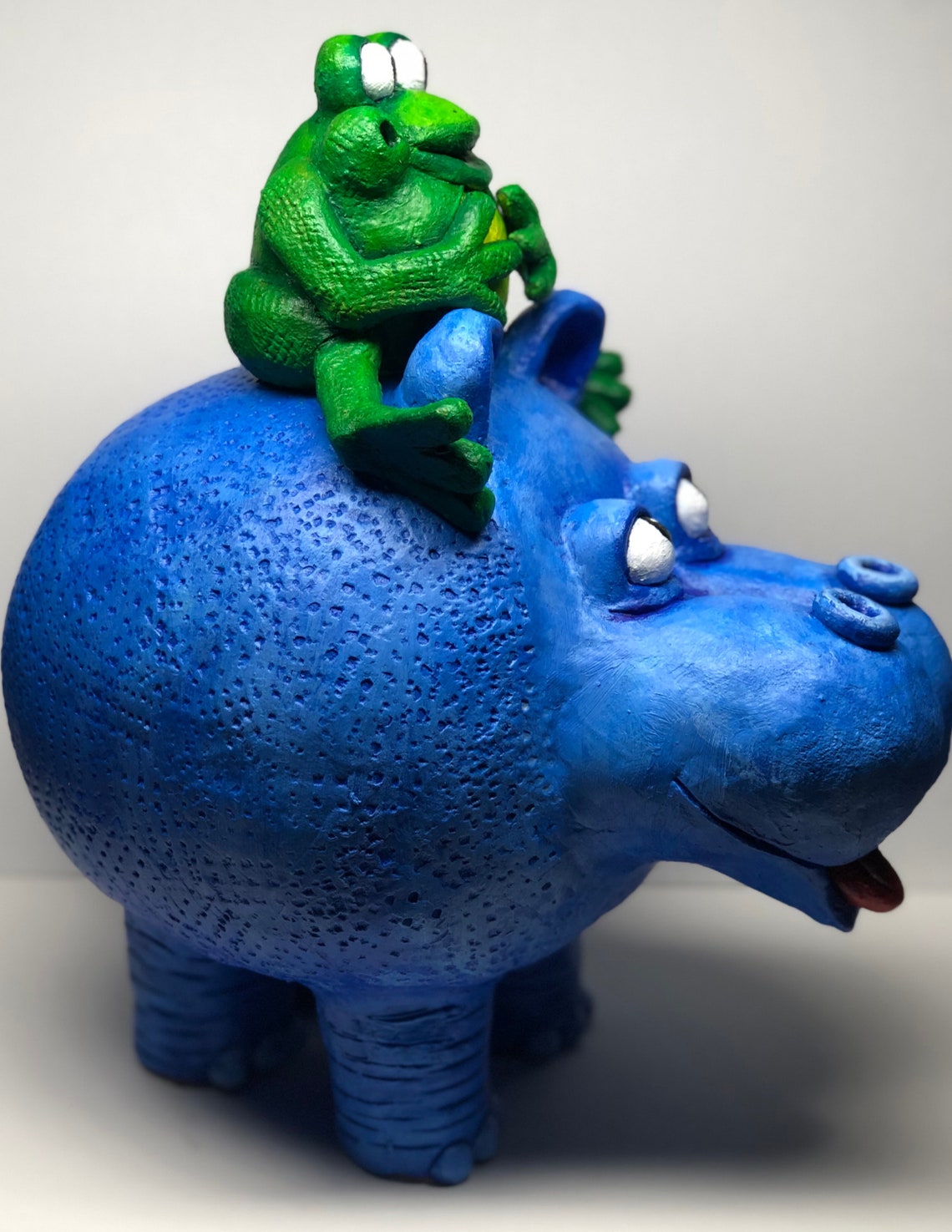 Whimsical Ceramic Sculpture - Figurine - Hippo and Frog - Etsy