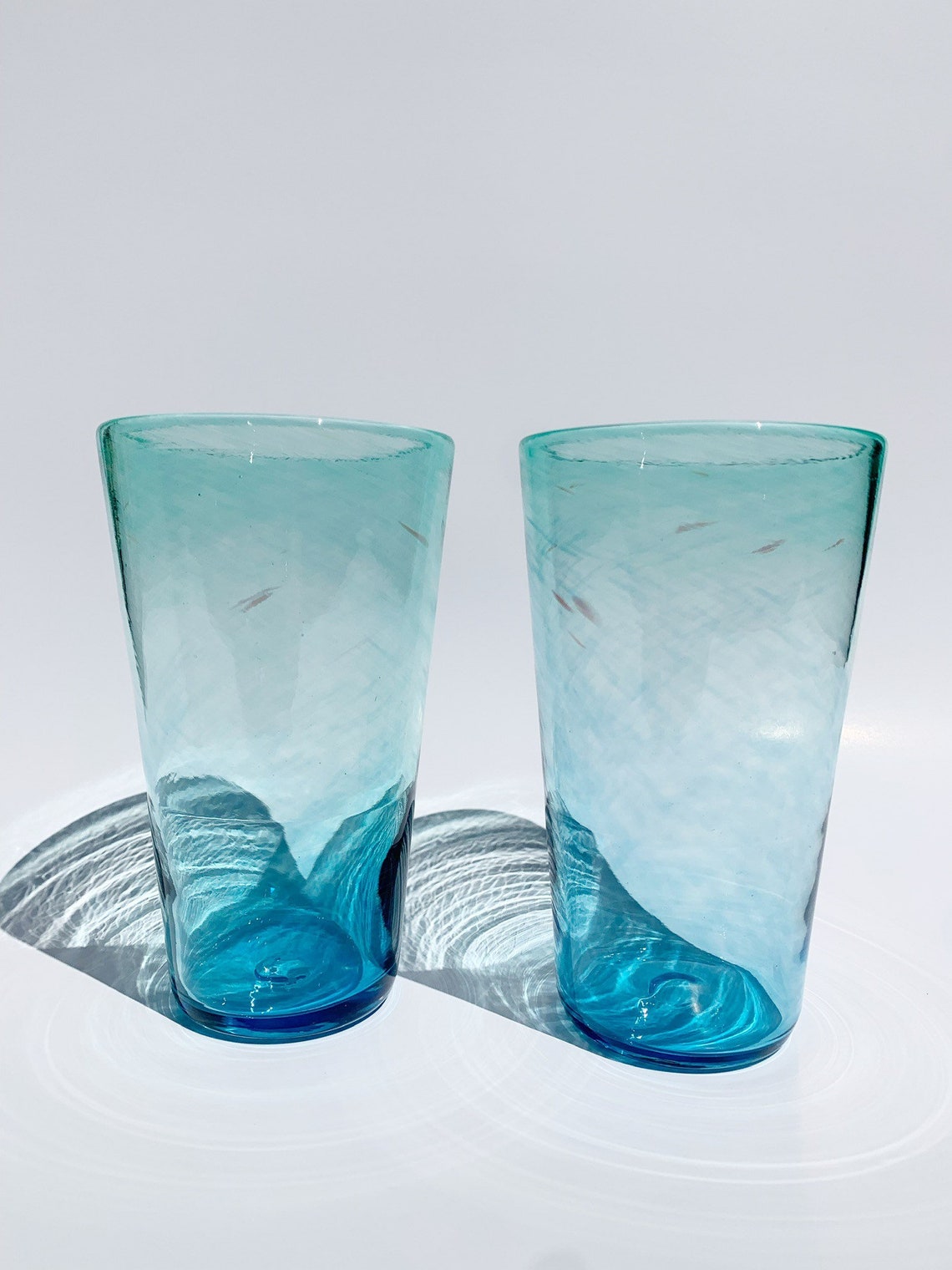 Handmade Transparent Blue Pint Glass - Etsy