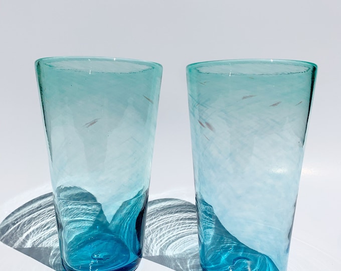 Handmade Transparent Blue Pint Glass - Etsy