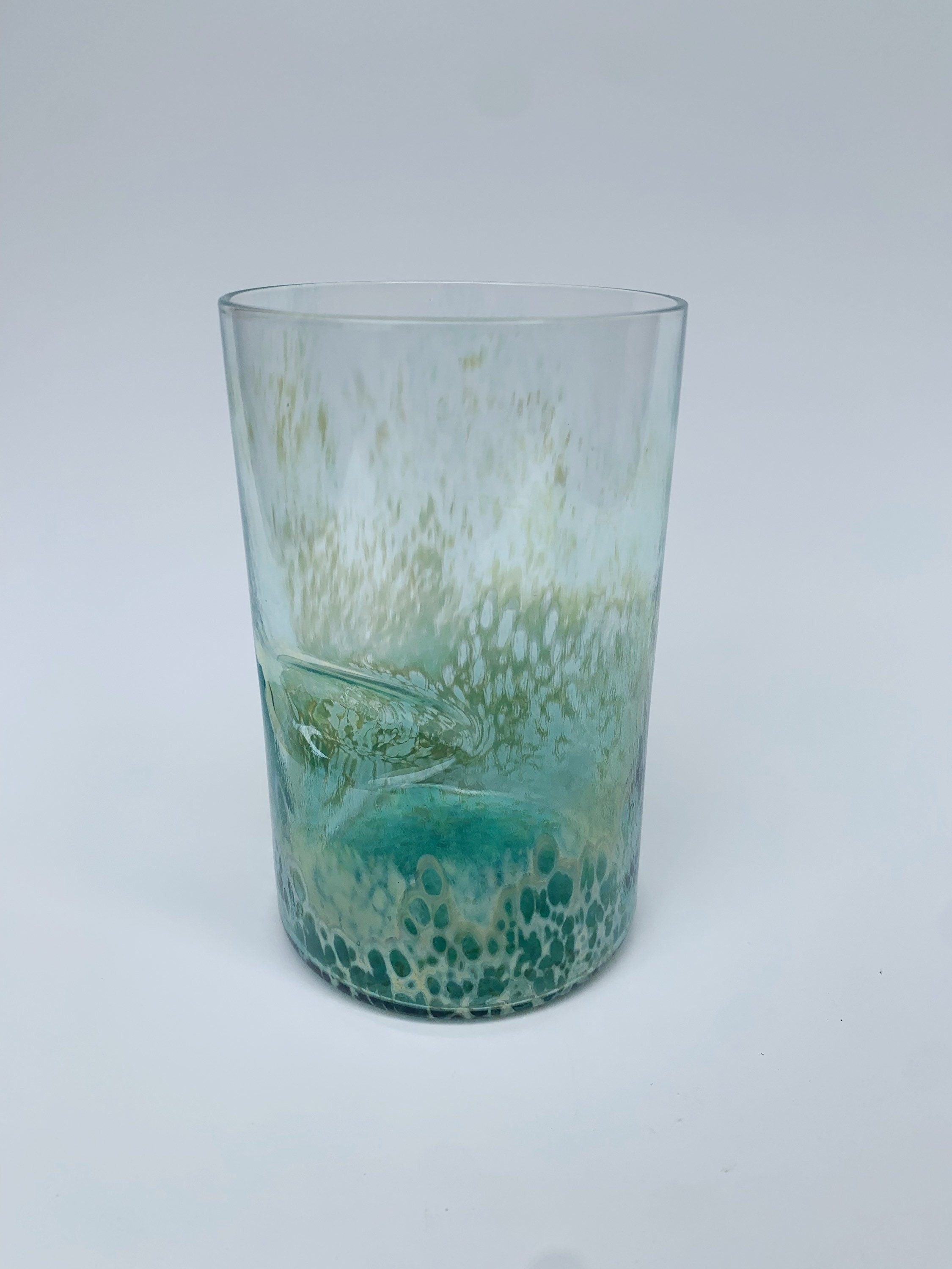 Handblown Thumbprint Glass Metallic Teal — Haley Jelinek Glass