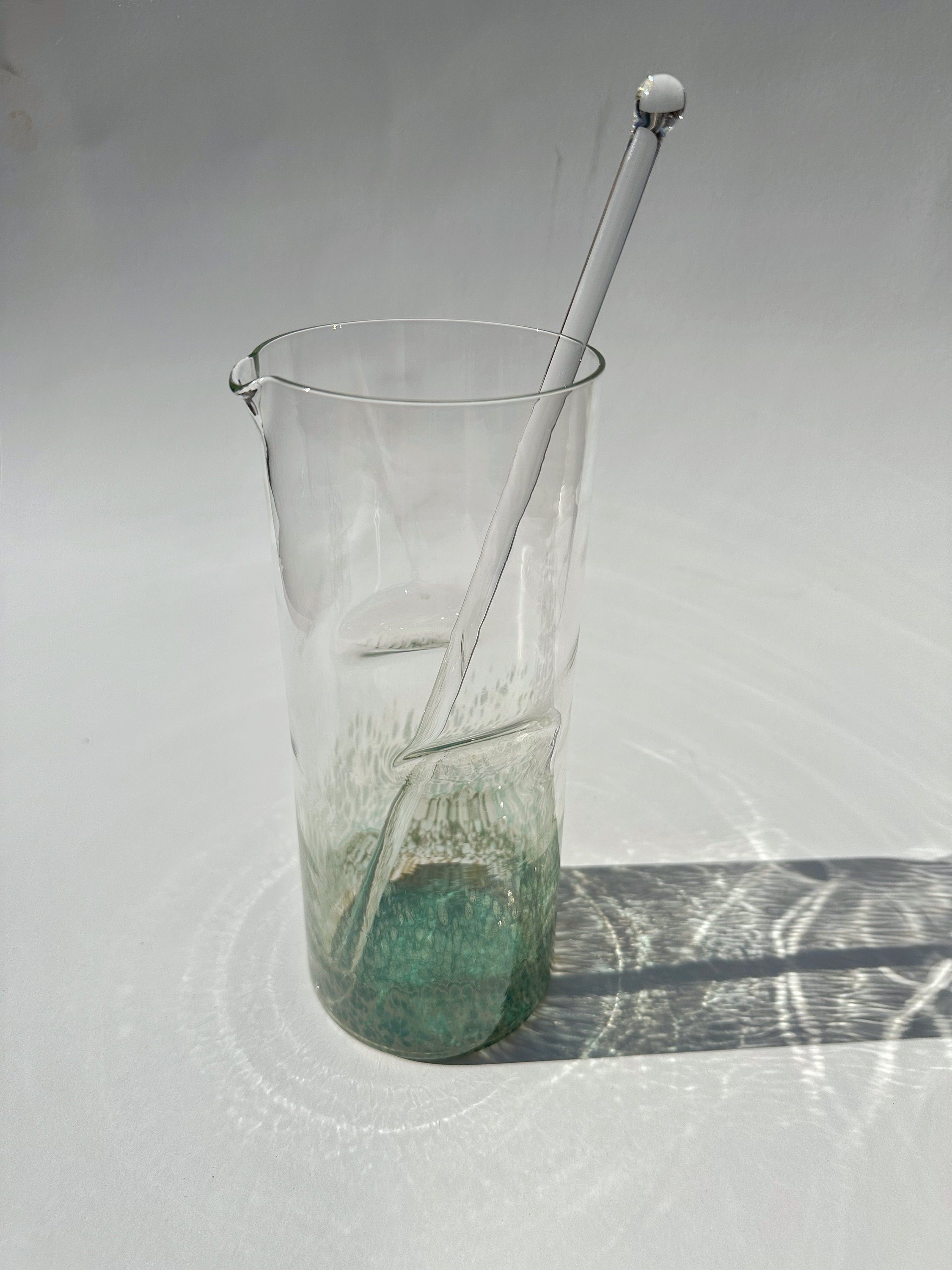 Metallic Teal Thumbprint Pitcher — Haley Jelinek Glass