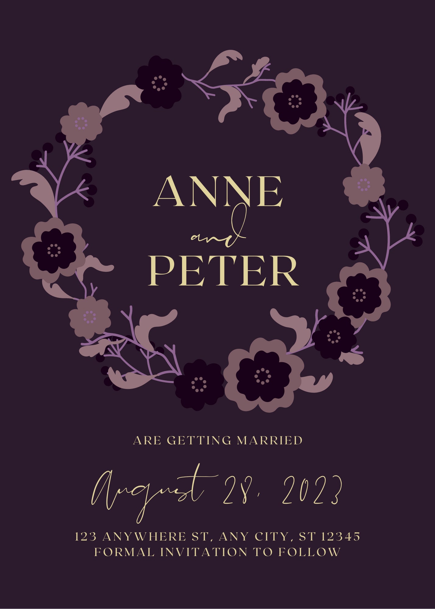 Autumn Wedding Save the Date Invitation Floral Flowers EDITABLE ...