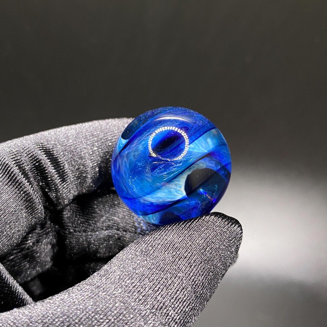 Handmade Blue Glass Marble With Frit Spiral - 1.01 Inch - Heady Glass ...
