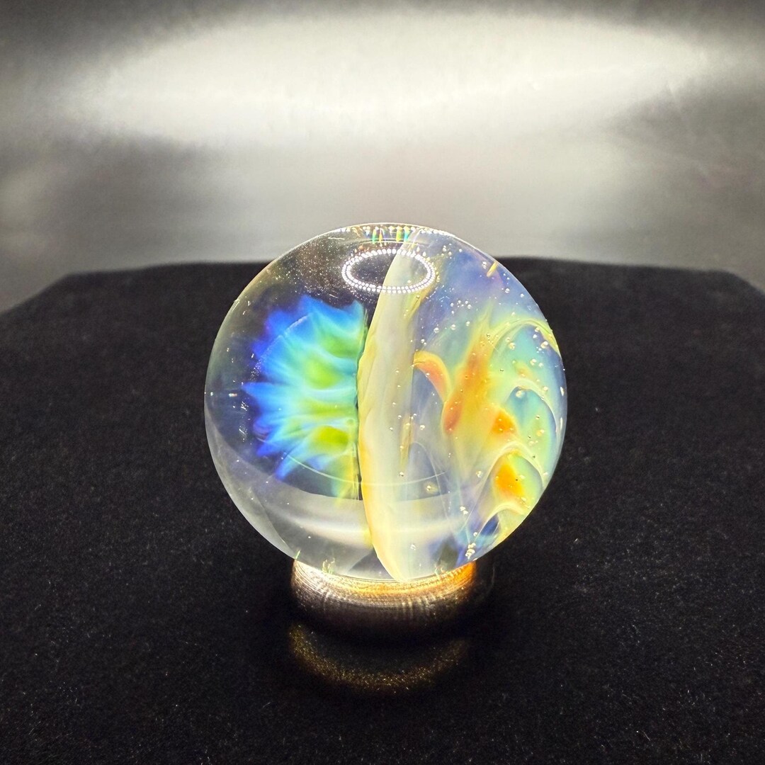1.22 Inch Glass Marble With Silver Fume Spiral & Implosion Pattern ...