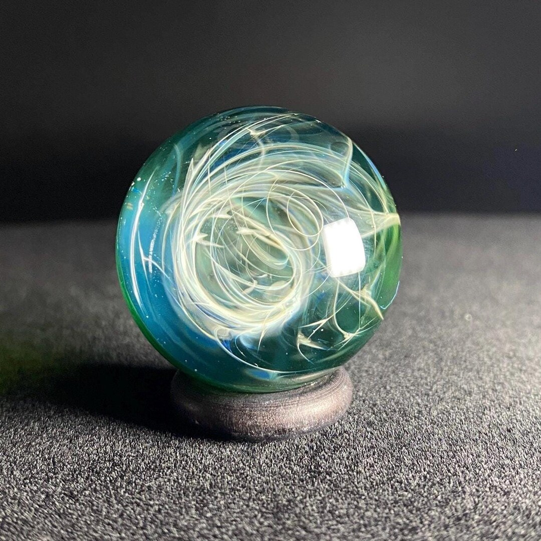 1.19 Inch Glass Vortex Marble Handmade With .99 Silver Using Chaos Fume ...