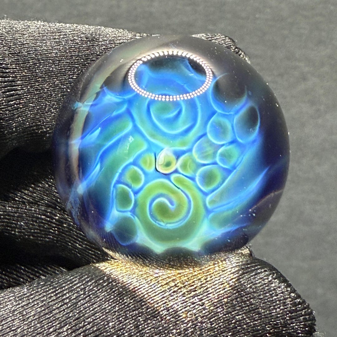 1.12 Inch Handmade Glass Marble With Silver Fume Abstract Pattern ...