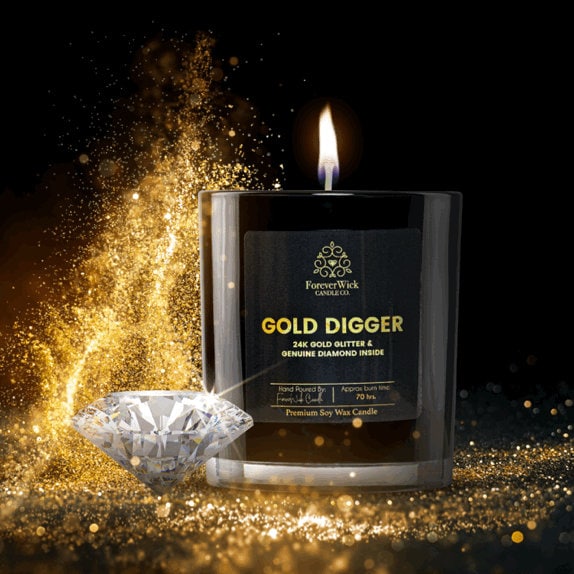 24K Gold Digger Candle • Genuine Diamond Inside - Etsy