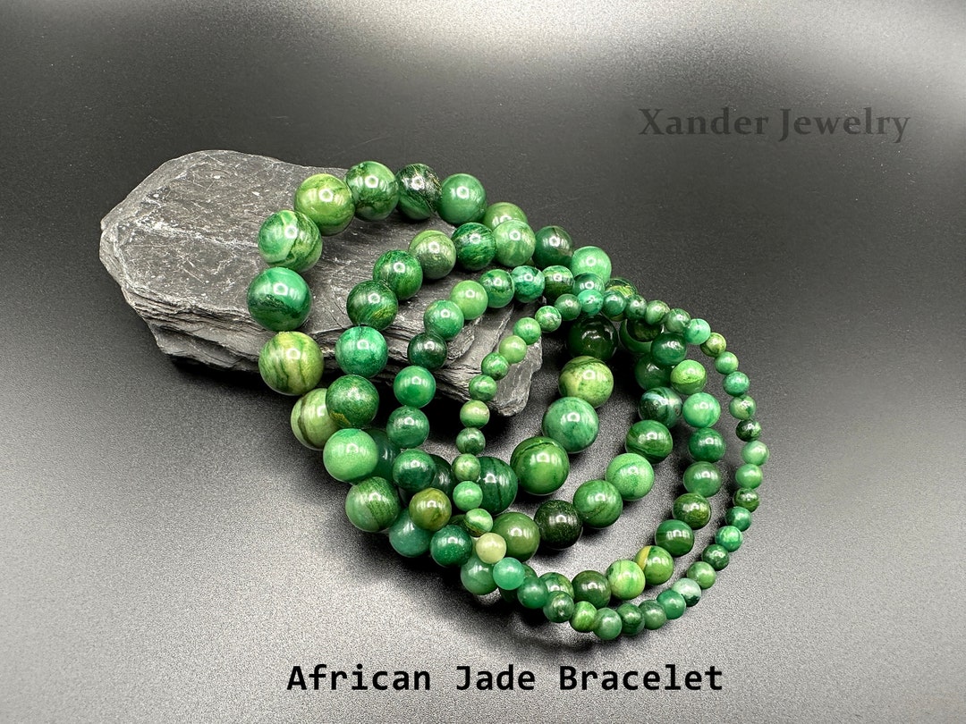 Natural African Jade Bracelet/ 4mm,6mm,8mm,10mmstretch Bracelet for Man ...