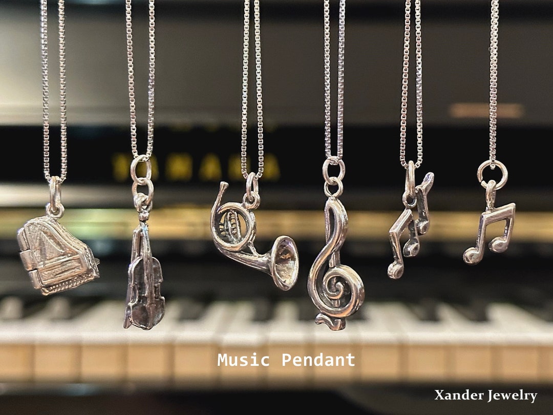 3D Sterling Silver Music Charm, Pendant, Necklace/ Grand Piano, Violin ...