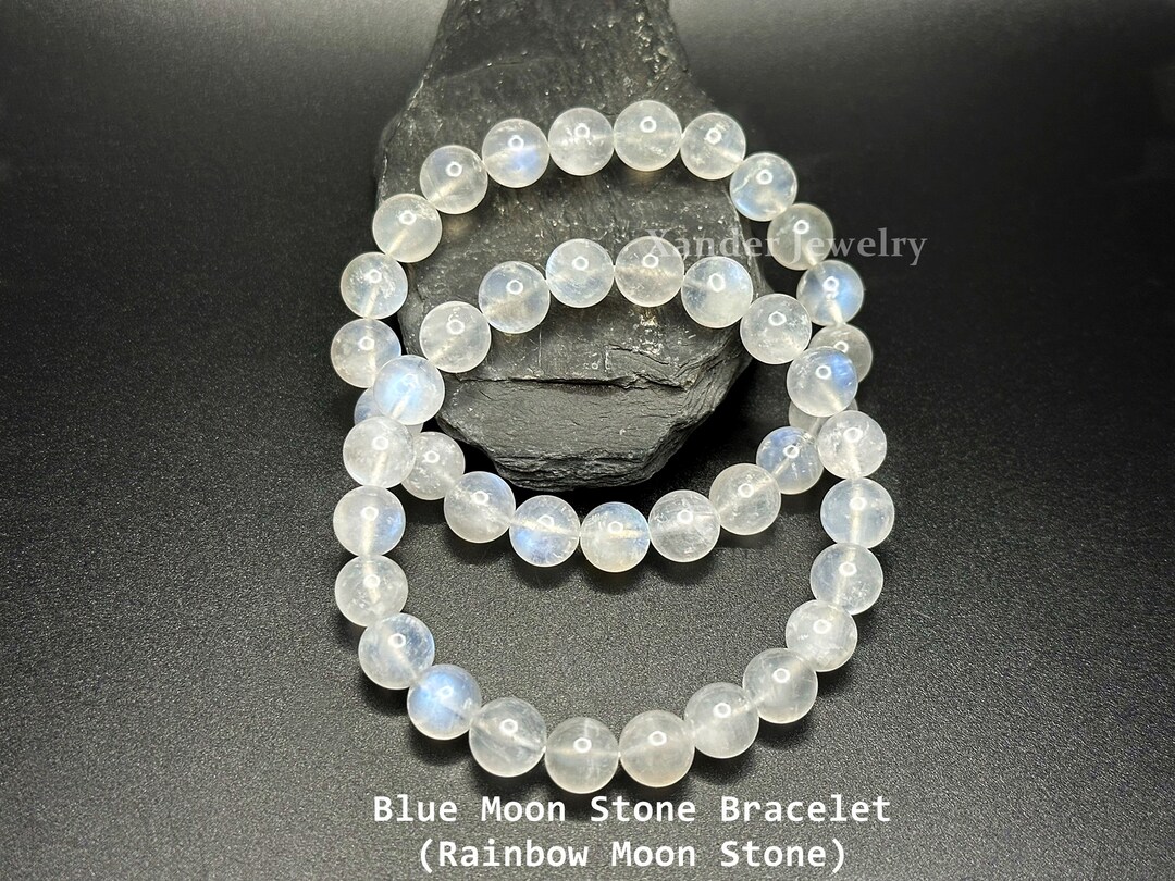 Blue Moonstone Bracelet/ High Quality AAA 6mm, 8mm Round Beads Rainbow ...