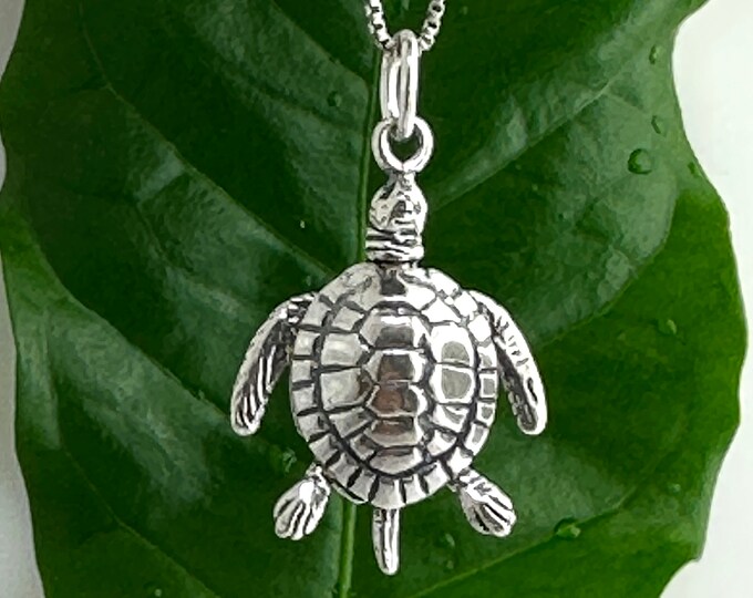 3D Movable Sea Turtle Sterling Silver Pendant/ Sea Turtle With Movable ...