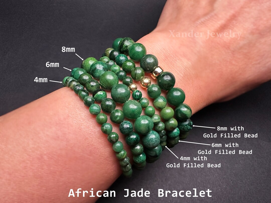 Natural African Jade Bracelet/ 4mm,6mm,8mm Stretch Bracelet for Man ...