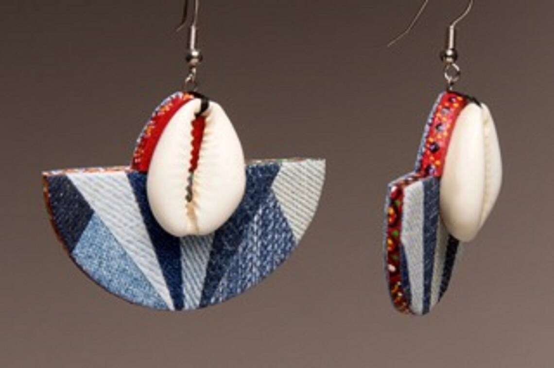 Patchwork on Jeans Earrings by Larry Brown - Etsy