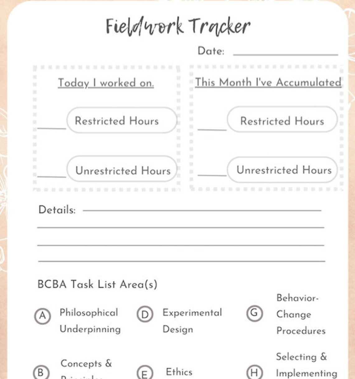 BCBA Fieldwork Tracker - Etsy