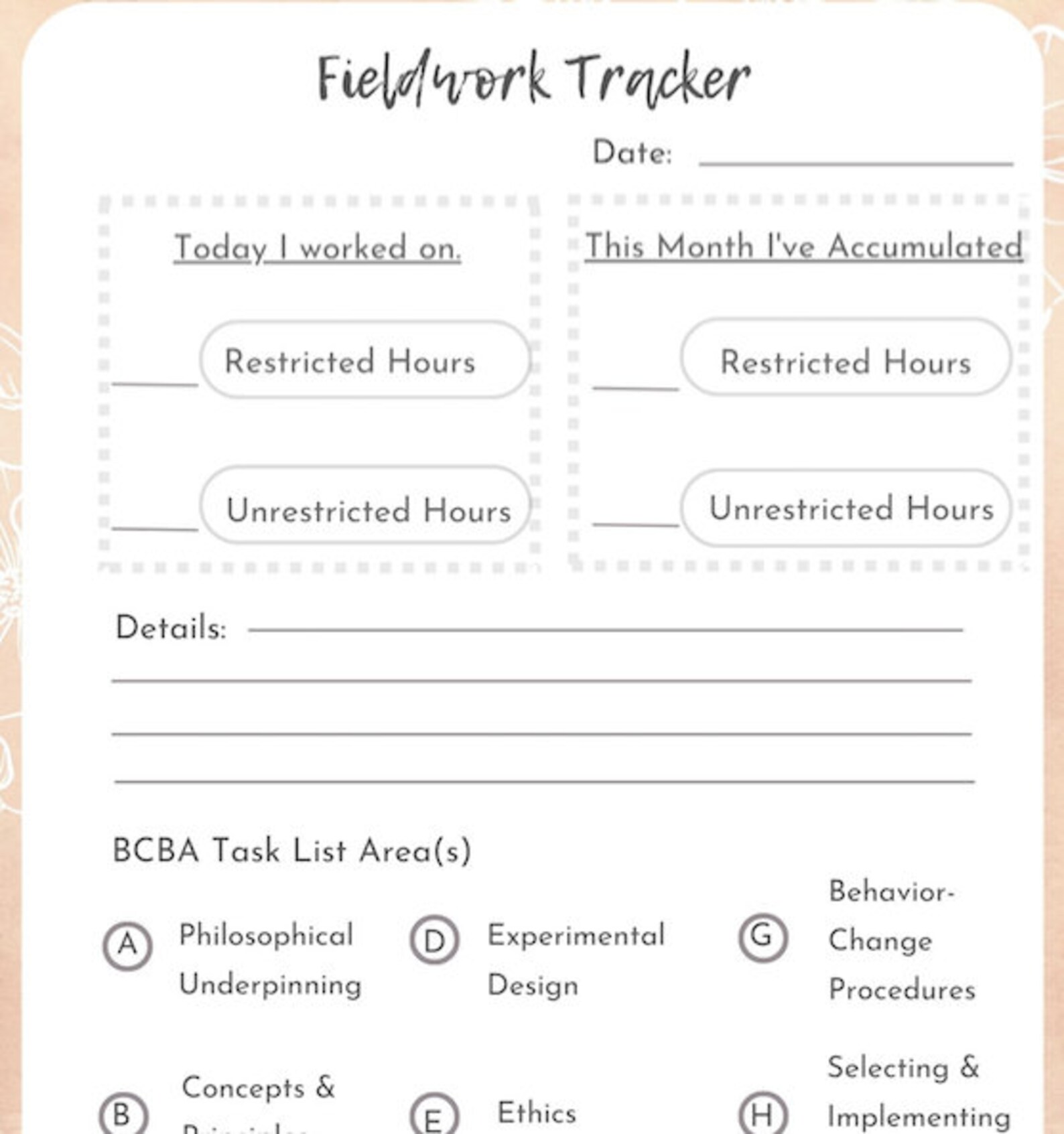 BCBA Fieldwork Tracker - Etsy