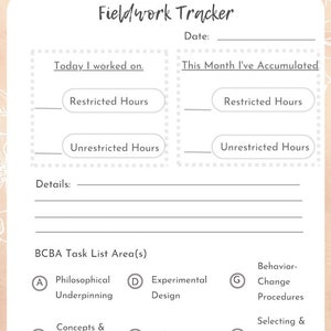 BCBA Fieldwork Tracker - Etsy