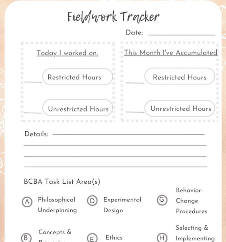 BCBA Fieldwork Tracker - Etsy