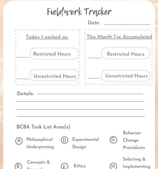 BCBA Fieldwork Tracker - Etsy