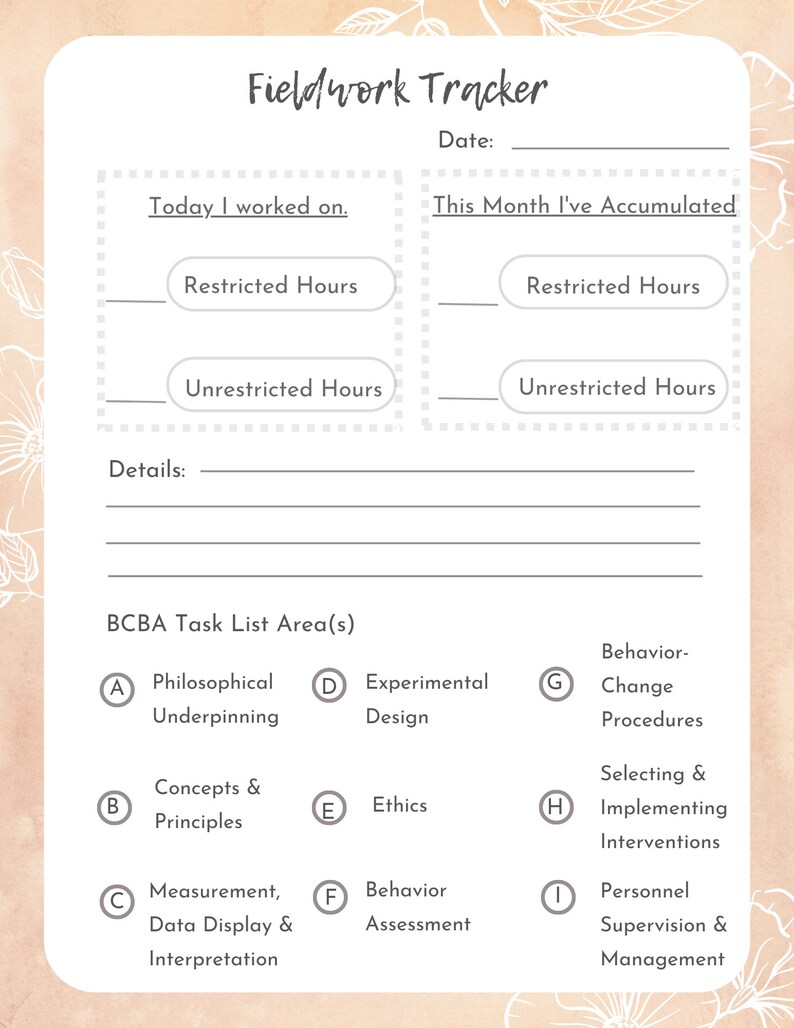 BCBA Fieldwork Tracker - Etsy