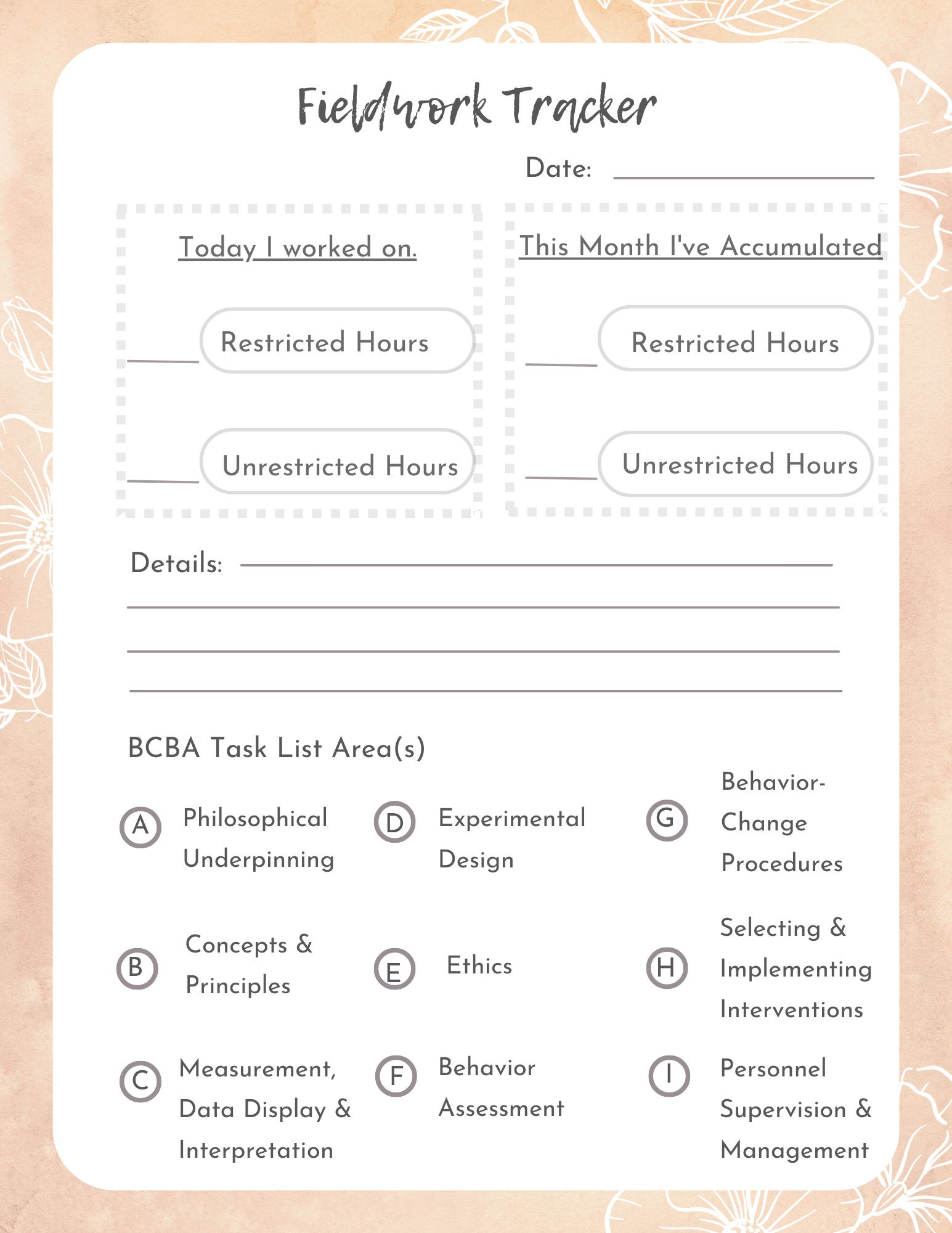 BCBA Fieldwork Tracker - Etsy