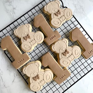 Teddy Bear Biscuits - First Birthday Biscuits - Teddy Bear Party ...
