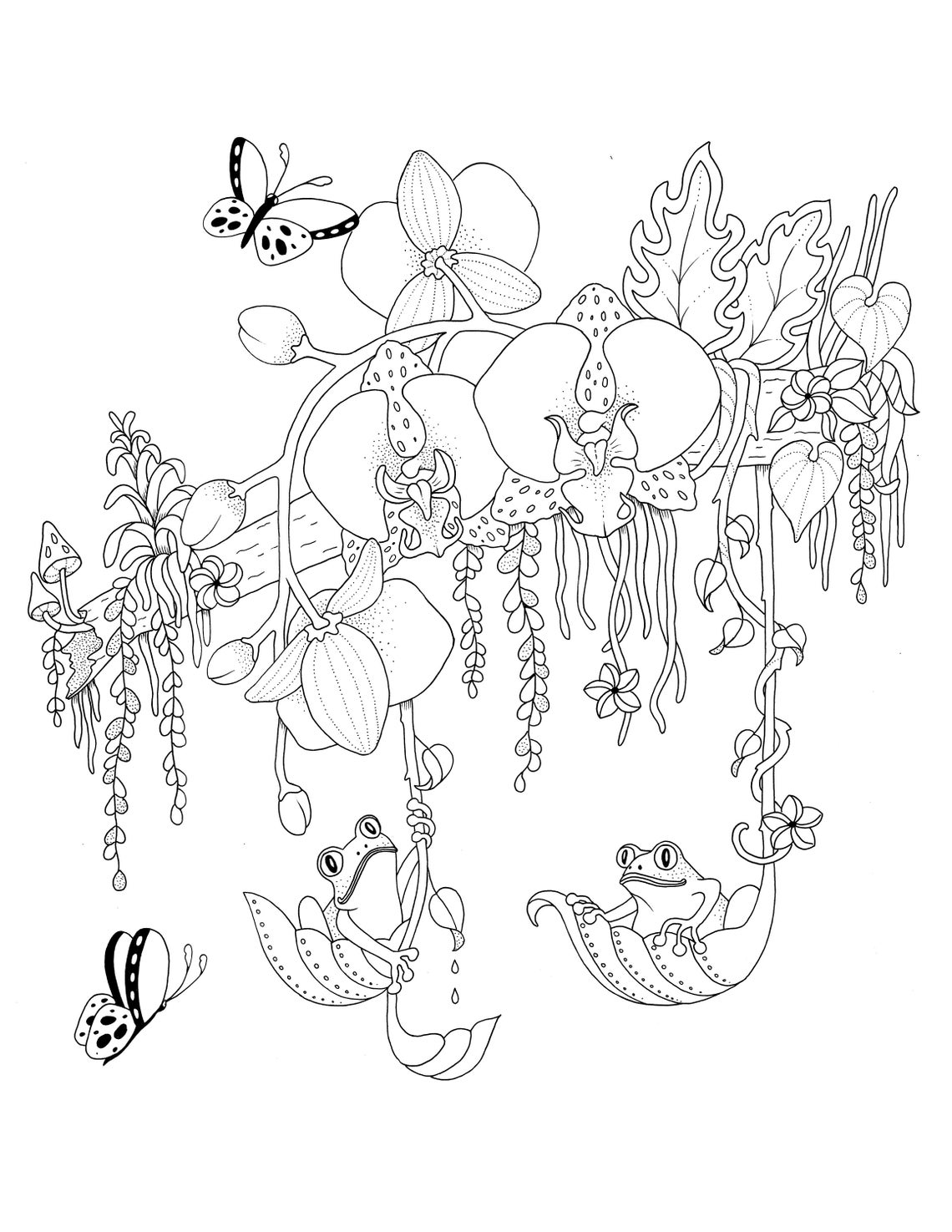 Tropical Flowers - 3 Coloring Pages - Etsy