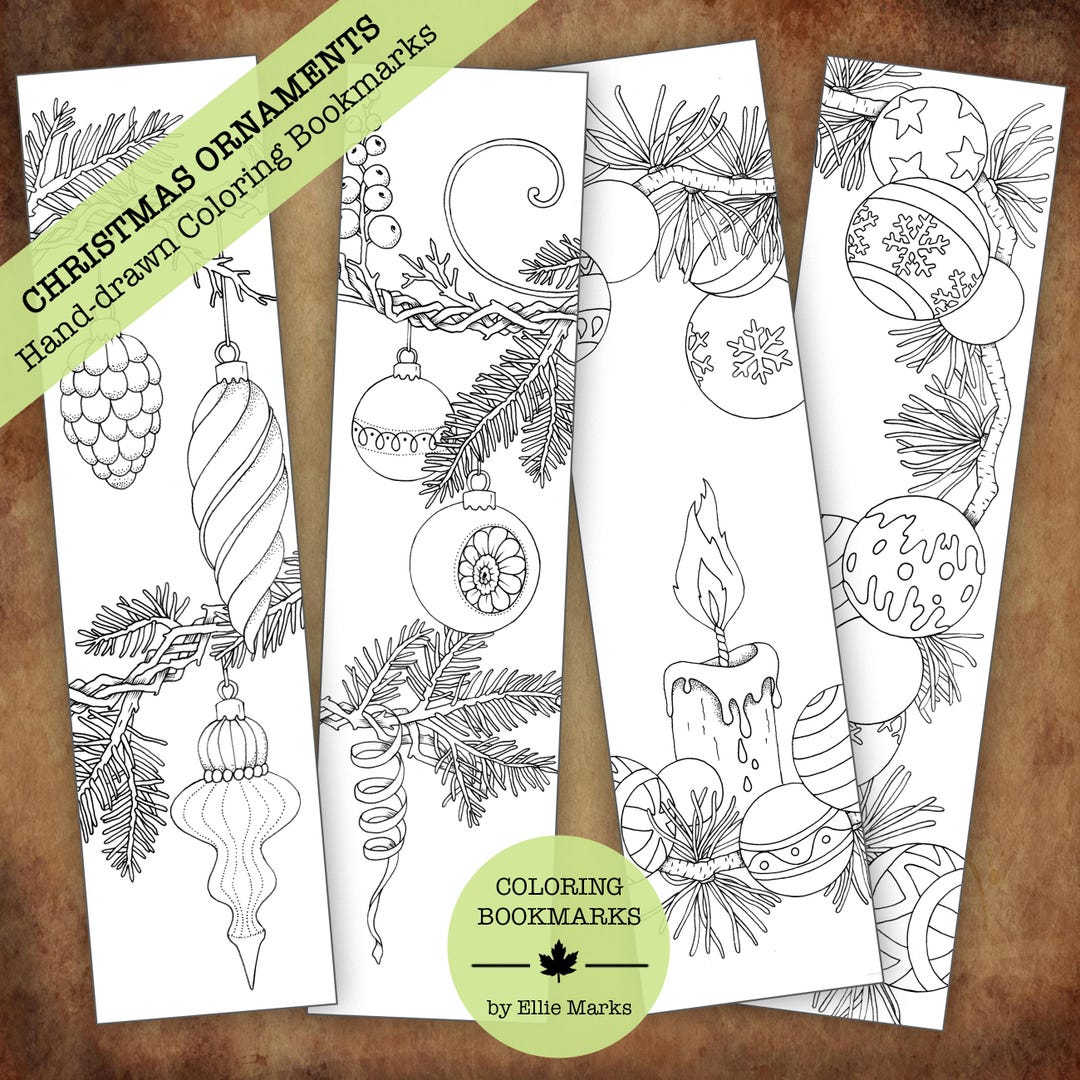 Coloring Bookmarks by Ellie Marks Christmas Ornaments Printable Adult ...