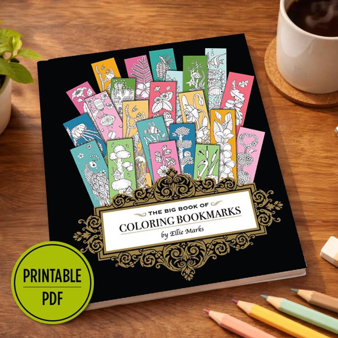 100 Botanical Coloring Bookmarks Hand Drawn Whimsical Printable PDF for ...