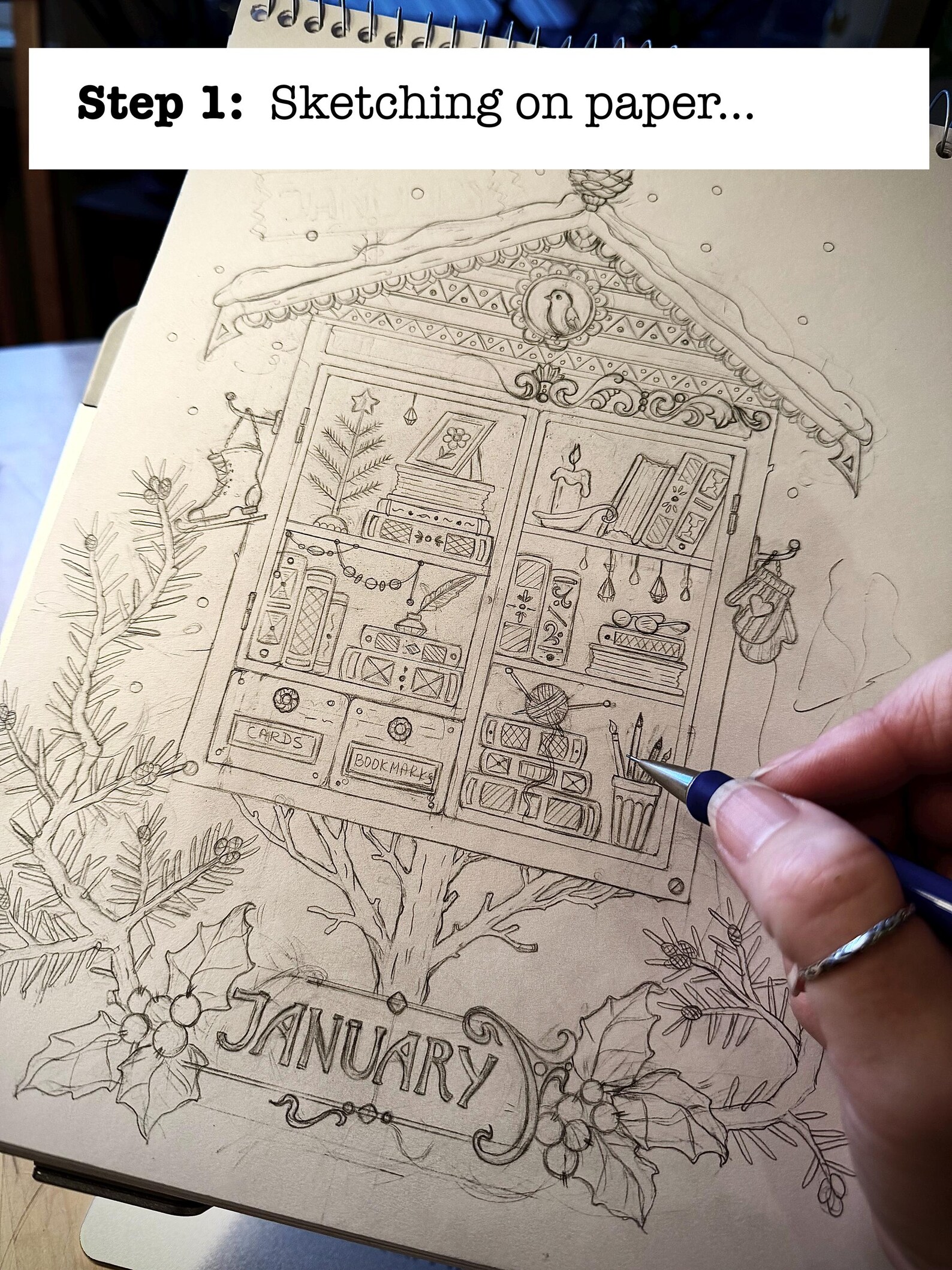 JANUARY Coloring Calendar Page: Hand-drawn Printable (PDF, JPG) - Etsy