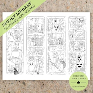 Coloring Bookmarks by Ellie Marks | Spooky Library | Halloween ...