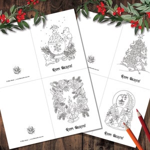 Set of 10 Printable Coloring Christmas/holiday Greeting Cards ...