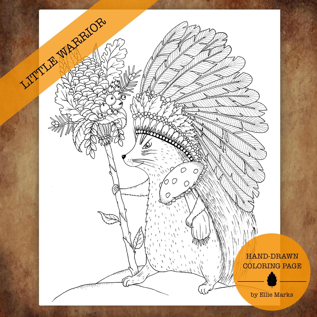 Little Warrior | Ellie Marks - Premium Coloring Page | Printable Adult ...