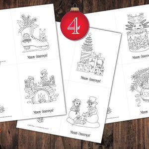 Set of 30 Printable Coloring Christmas/holiday Greeting Cards - Instant ...