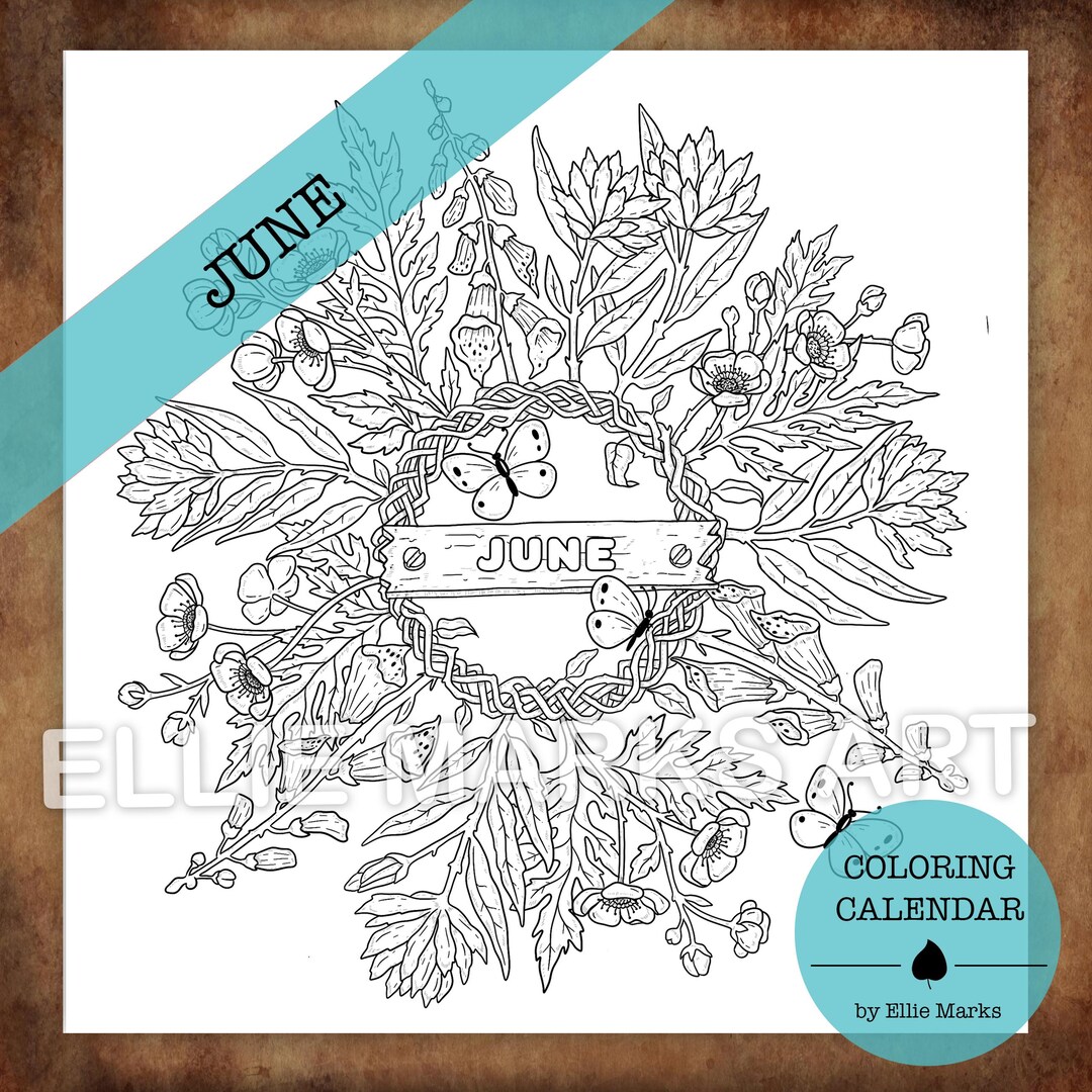 June 2025 Coloring Calendar: Hand-drawn Printable Page (PDF/JPG ...