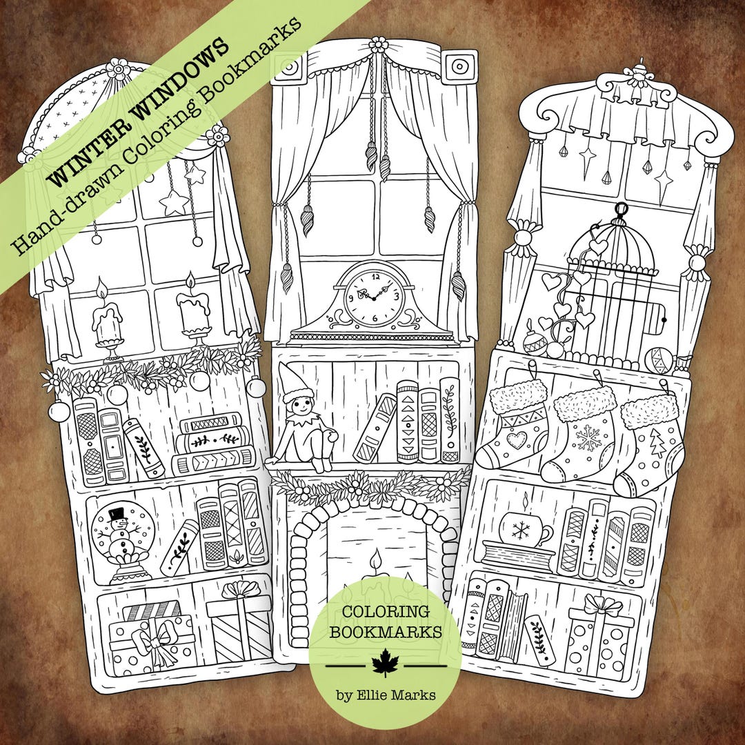Coloring Bookmarks by Ellie Marks | Winter Windows | Christmas Gift ...