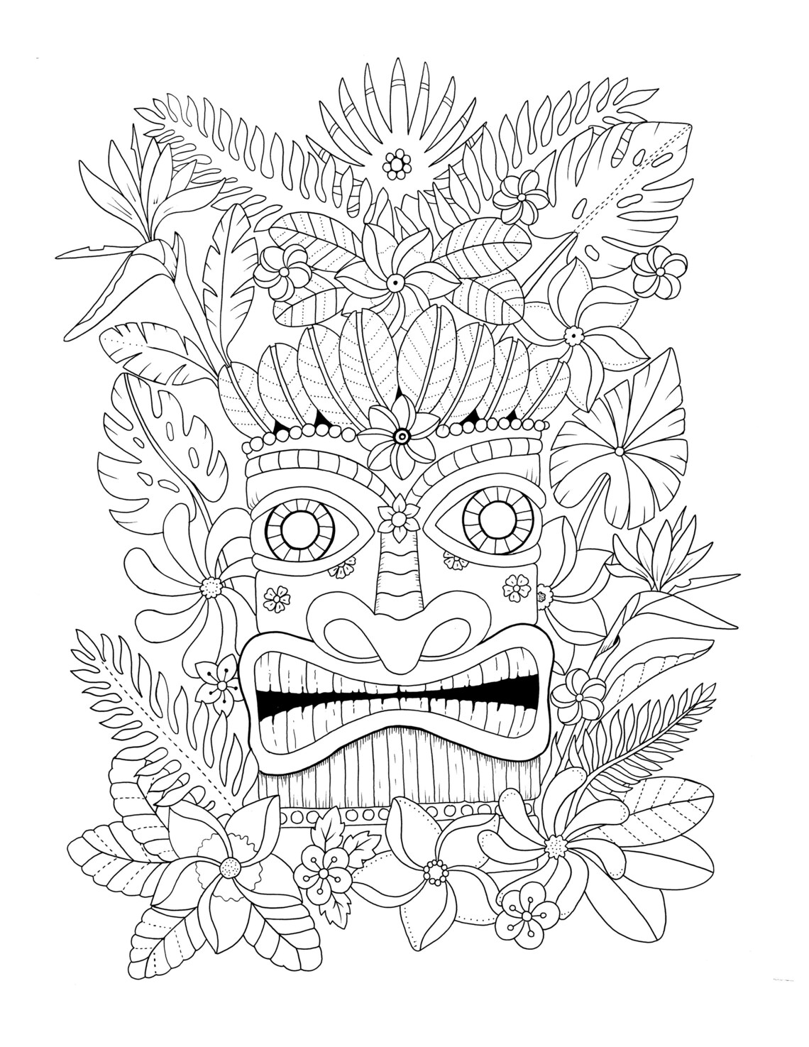 Tropical Flowers - 3 Coloring Pages - Etsy