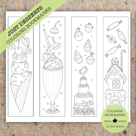 Coloring Dessert Bookmark Printable