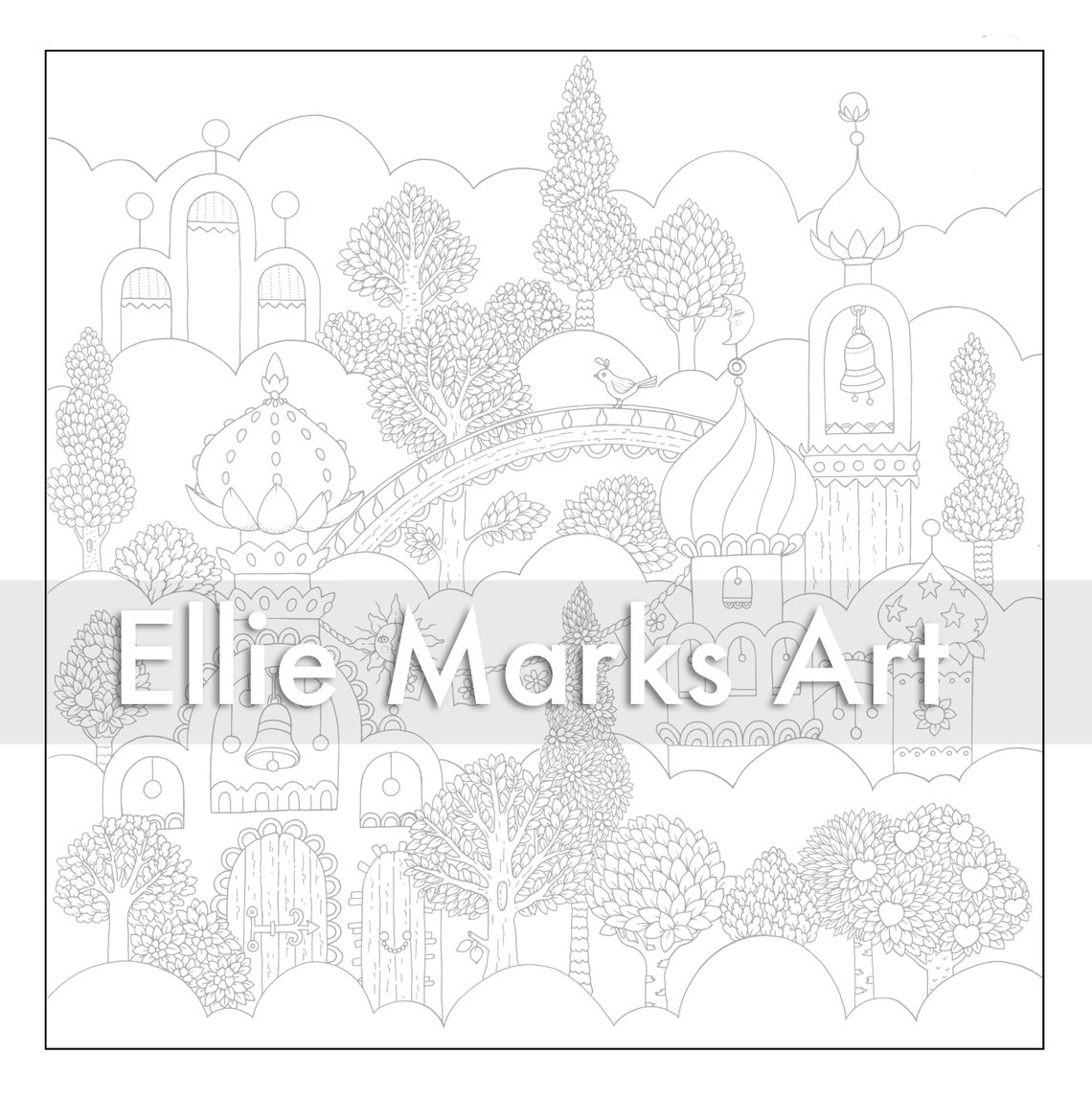 CLOUD CITY Coloring Page Set: Line Art + Greyed Out - Etsy