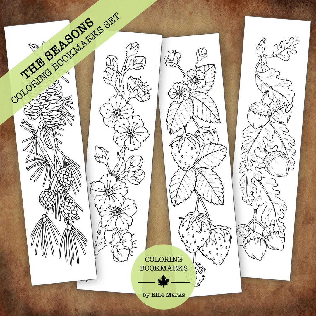Coloring Bookmarks by Ellie Marks | the Seasons | Printable Adult ...