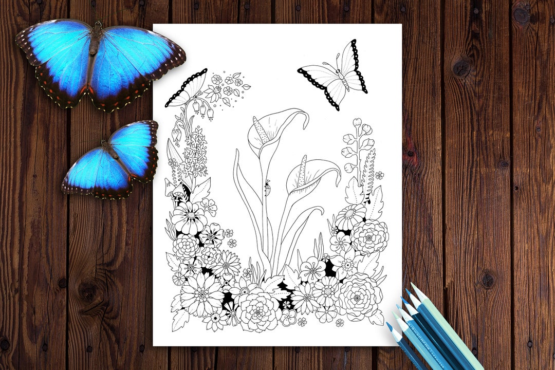 Calla Lilies Coloring Page - Etsy