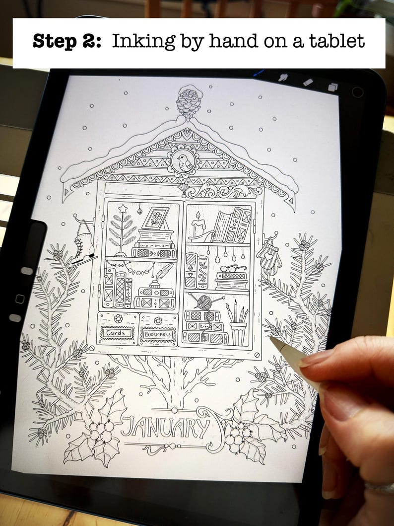 JANUARY Coloring Calendar Page: Hand-drawn Printable (PDF, JPG) - Etsy