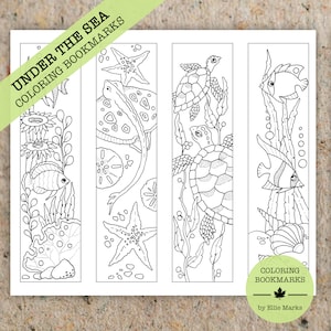 Under the Sea Coloring Bookmarks: Printable Adult Bookmarks (PDF) - Etsy