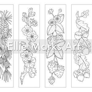 Coloring Bookmarks by Ellie Marks | the Seasons | Printable Adult ...