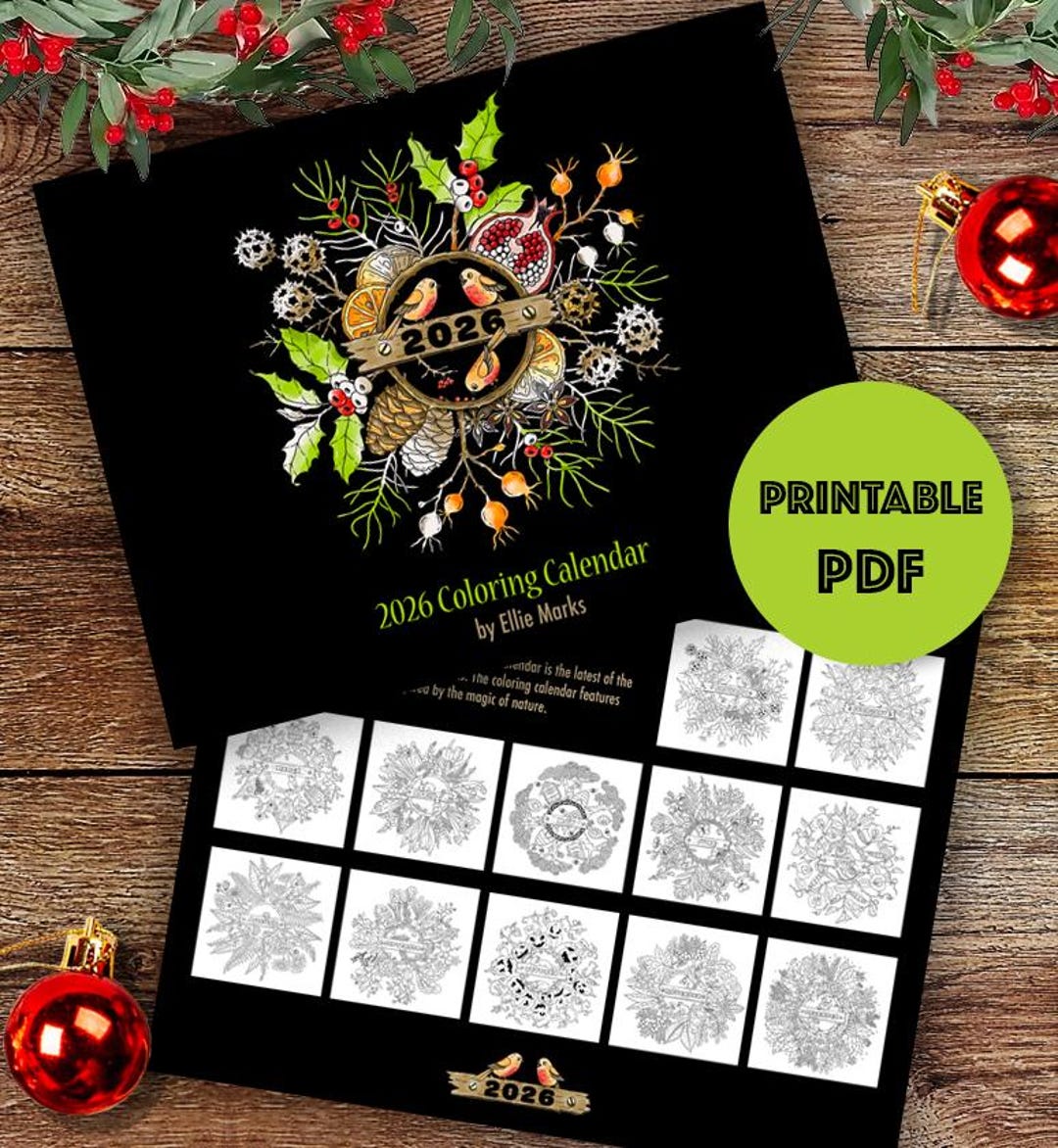 2026 Coloring Calendar (PDF Download) - Etsy