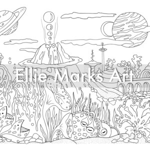 Alien Planet Coloring Page - Etsy