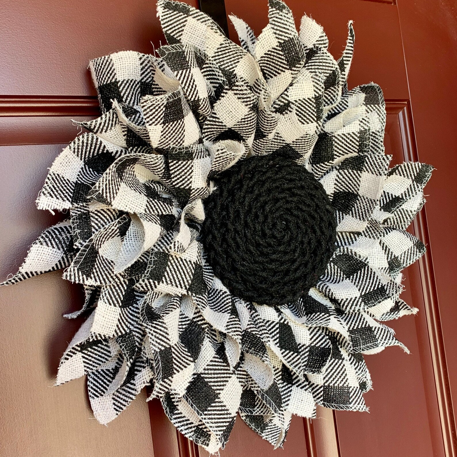 Burlap Buffalo Check Plaid Wreath, Black and White Farmhouse Wreath ...