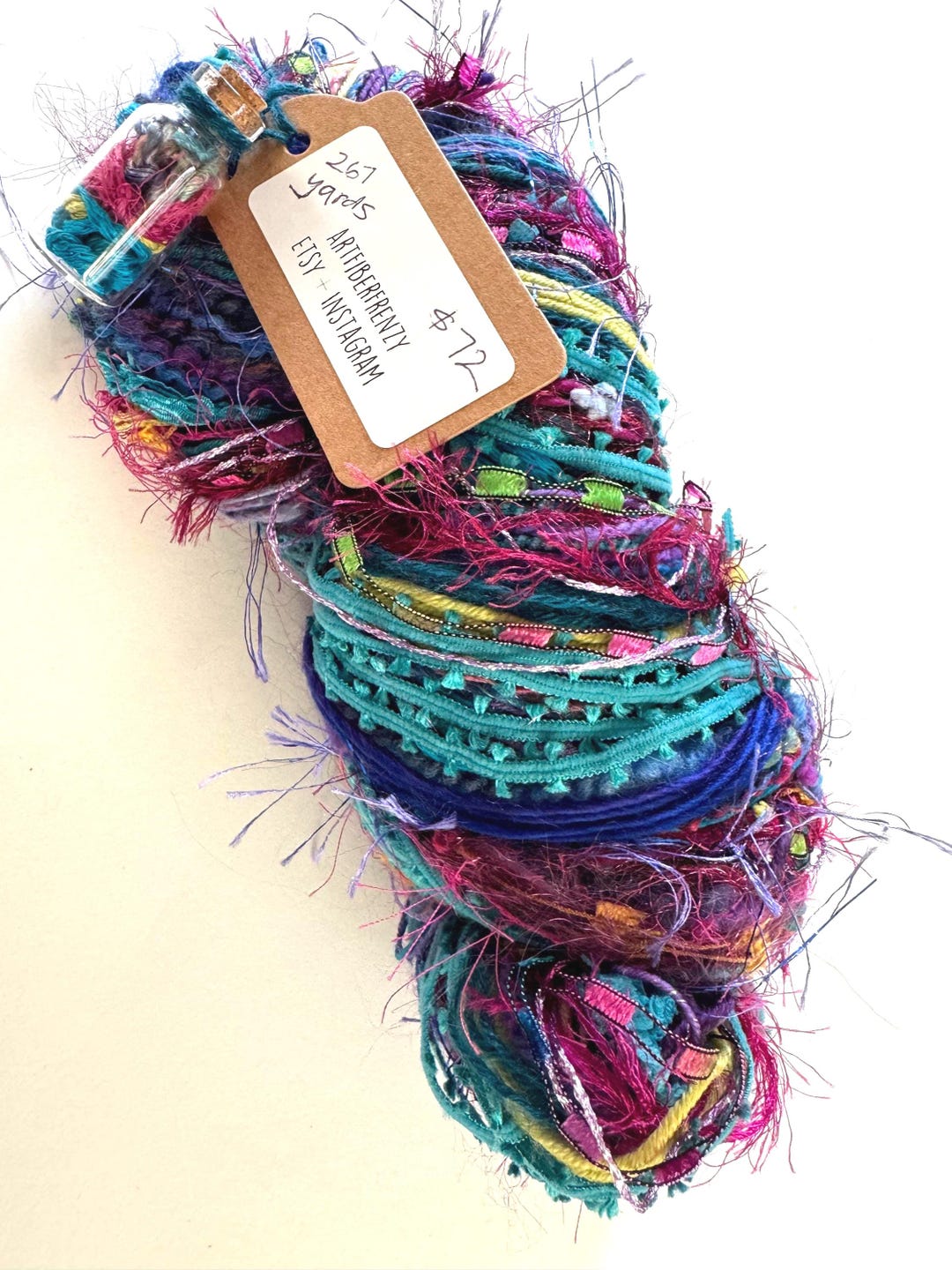 Art Yarn Skein, Gift for Knitters, Saori Weaving, One of a Kind, Hand ...