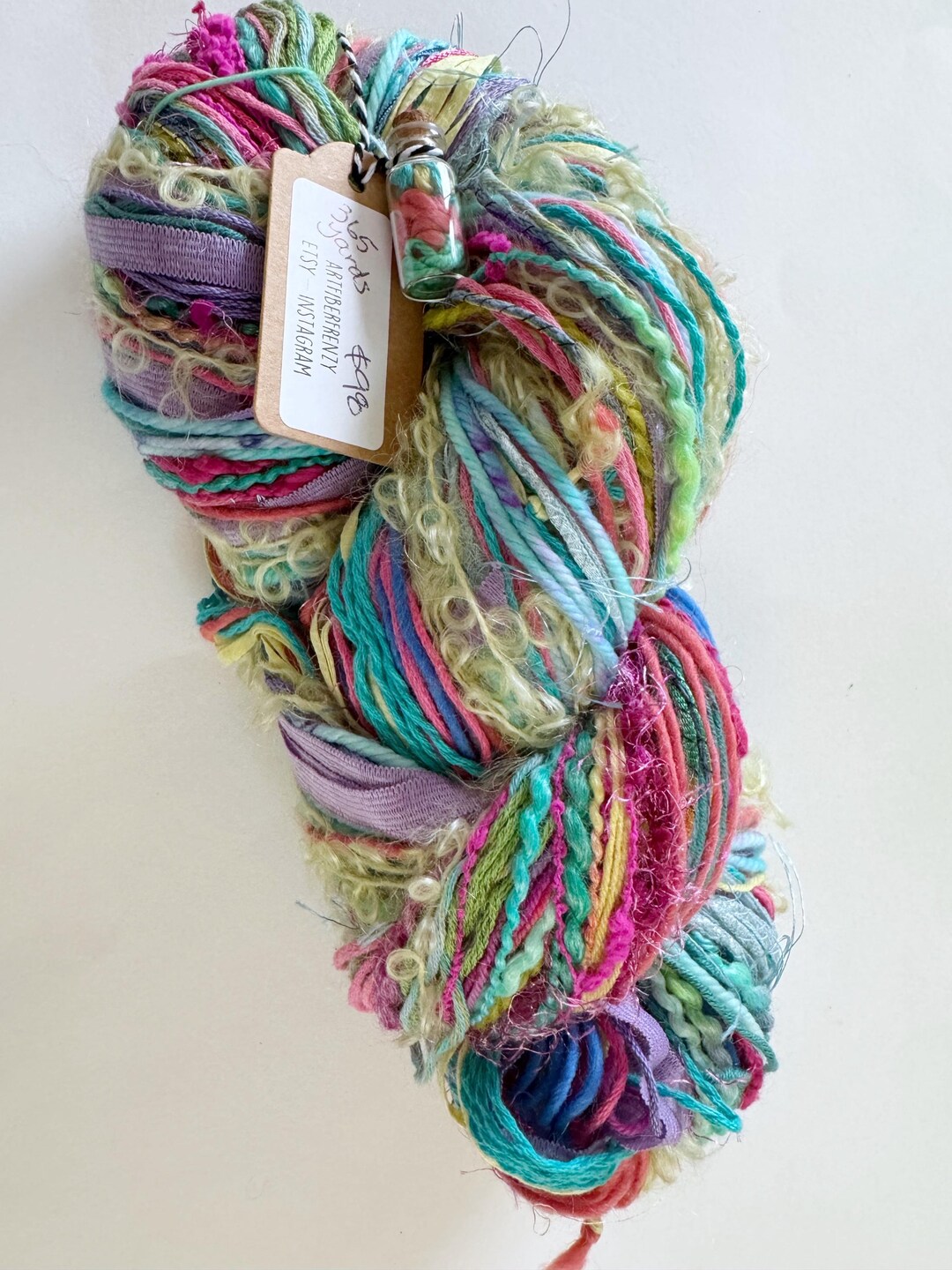 Art Yarn Skein, Gift for Knitting Crochet, Saori Weaving, Tapestry ...