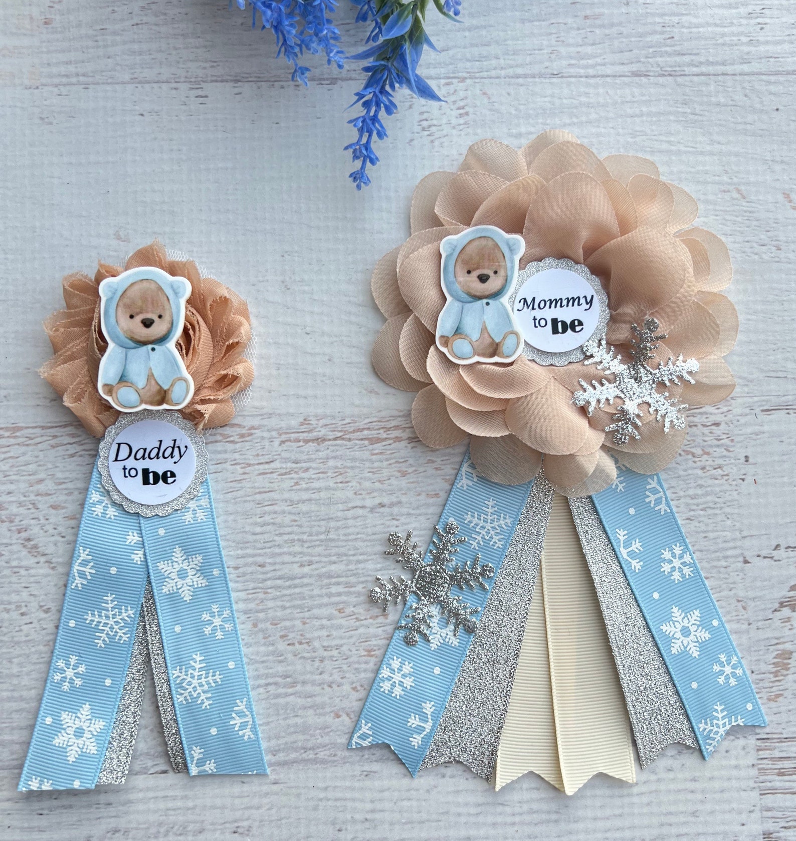 Winter Boy Teddy Bear Baby Shower Sash Snowflake Teddy Bear - Etsy